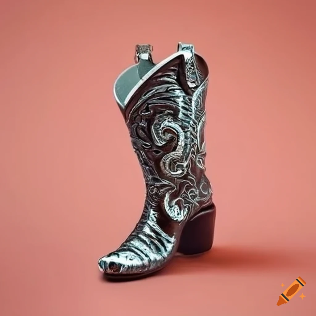 Chrome snake inside cowboy boot ornament