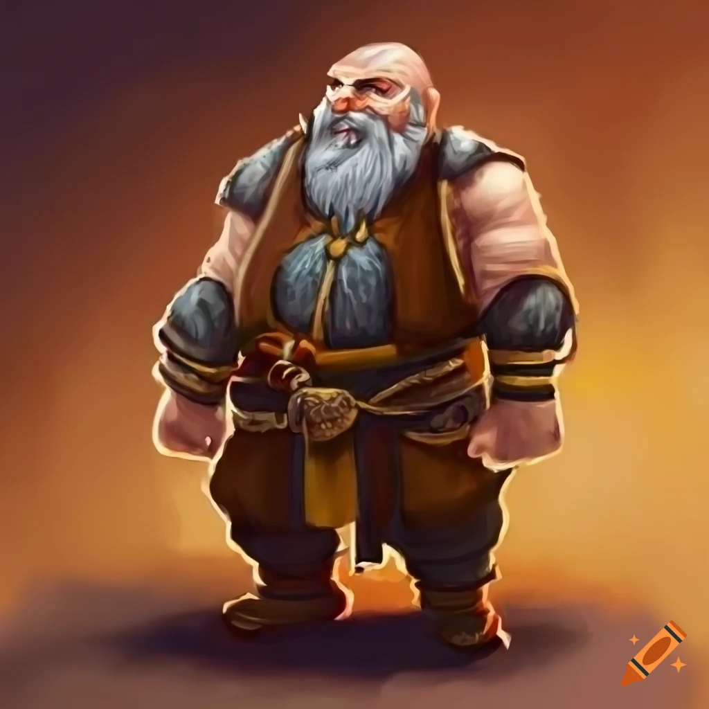 Illustration of a rotund dwarf monk on Craiyon