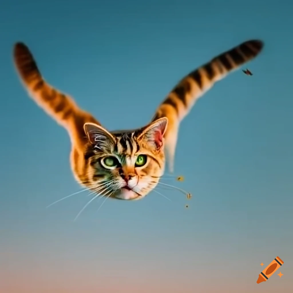 Sky with a flying cat on Craiyon