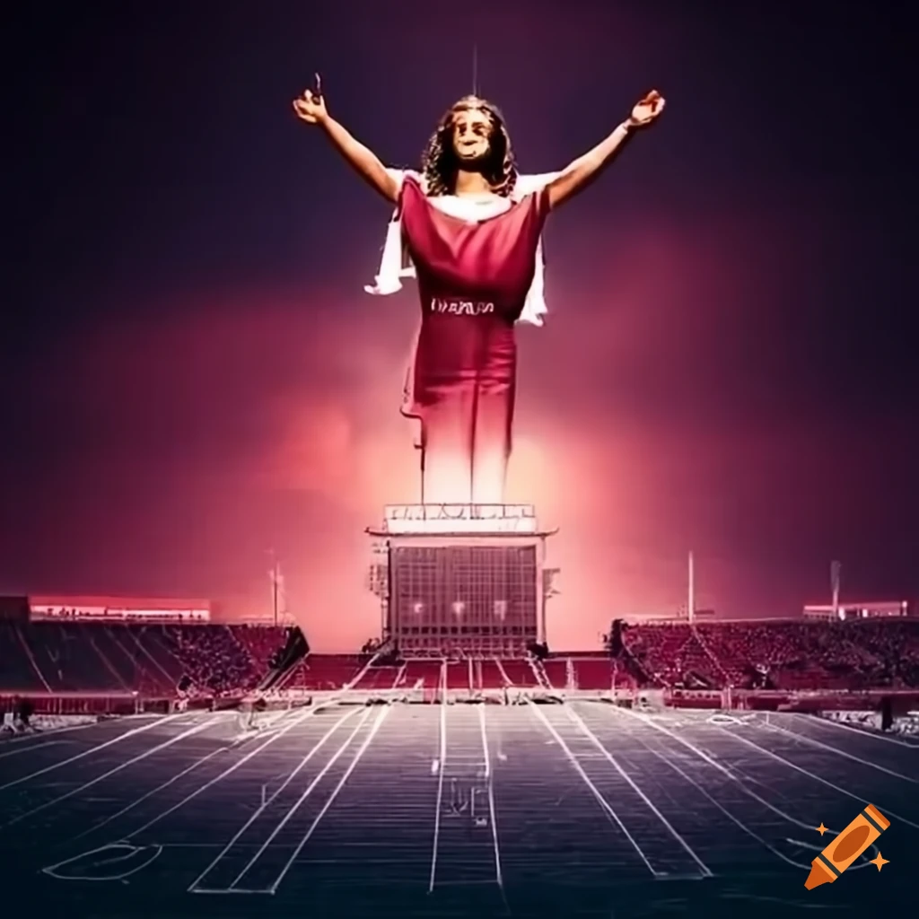 Arkansas razorback football team celebrating with jesus christ