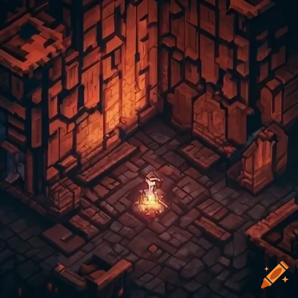 Isometric kit of natural cavern terrain for gaming on Craiyon