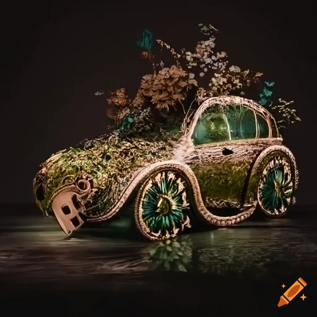 Unique car design with forest nymphs and nature spirits on Craiyon
