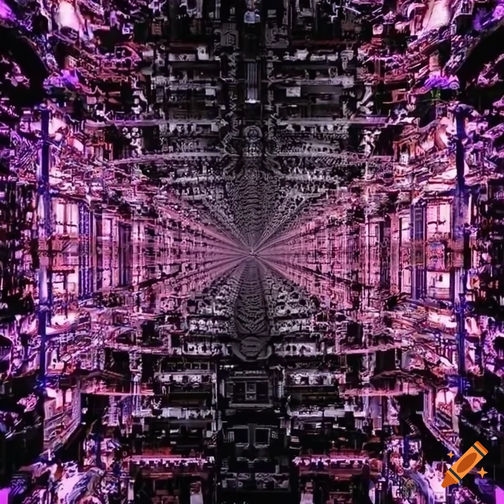 Mesmerizing fractal pattern in a data center on Craiyon