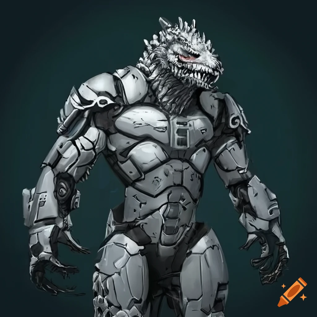 Image of a black snapping turtle kaiju cyborg in futuristic armor on Craiyon