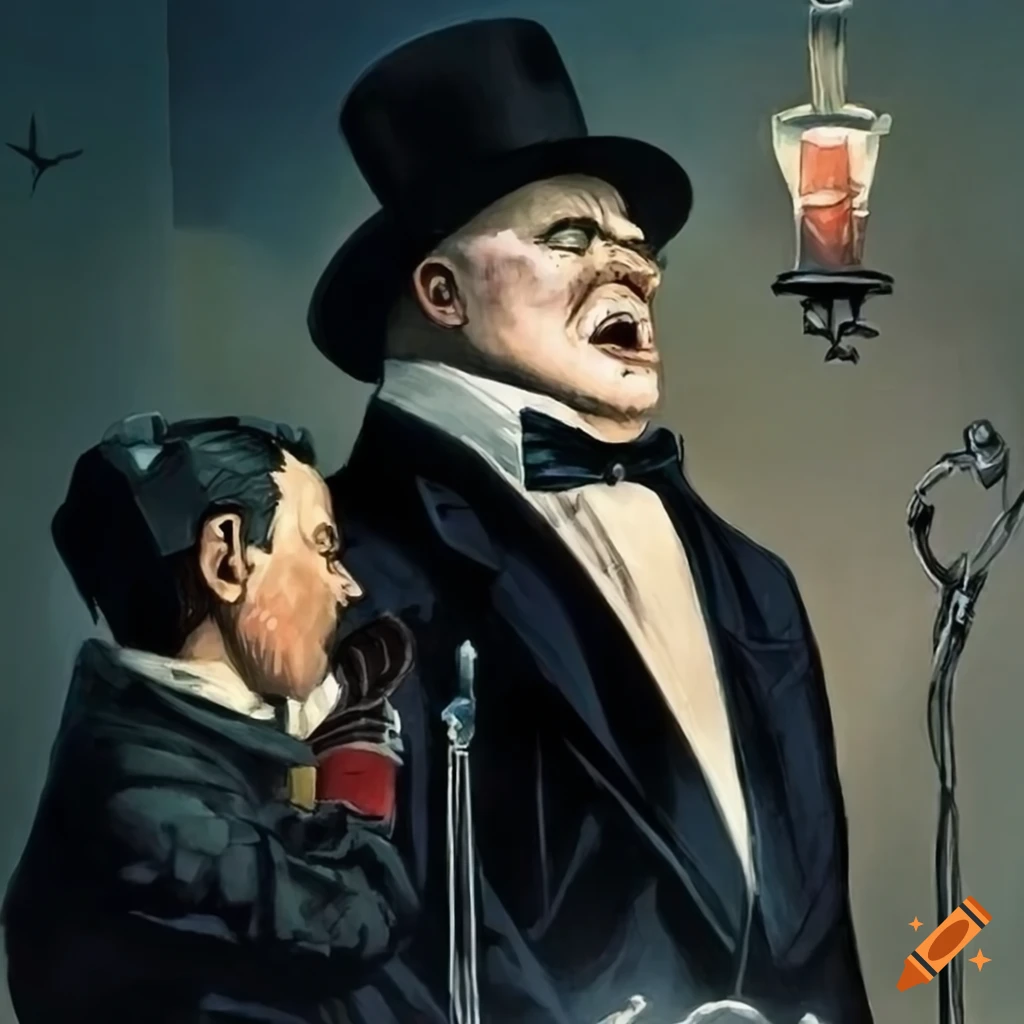 Norman rockwell's penguin villain artwork