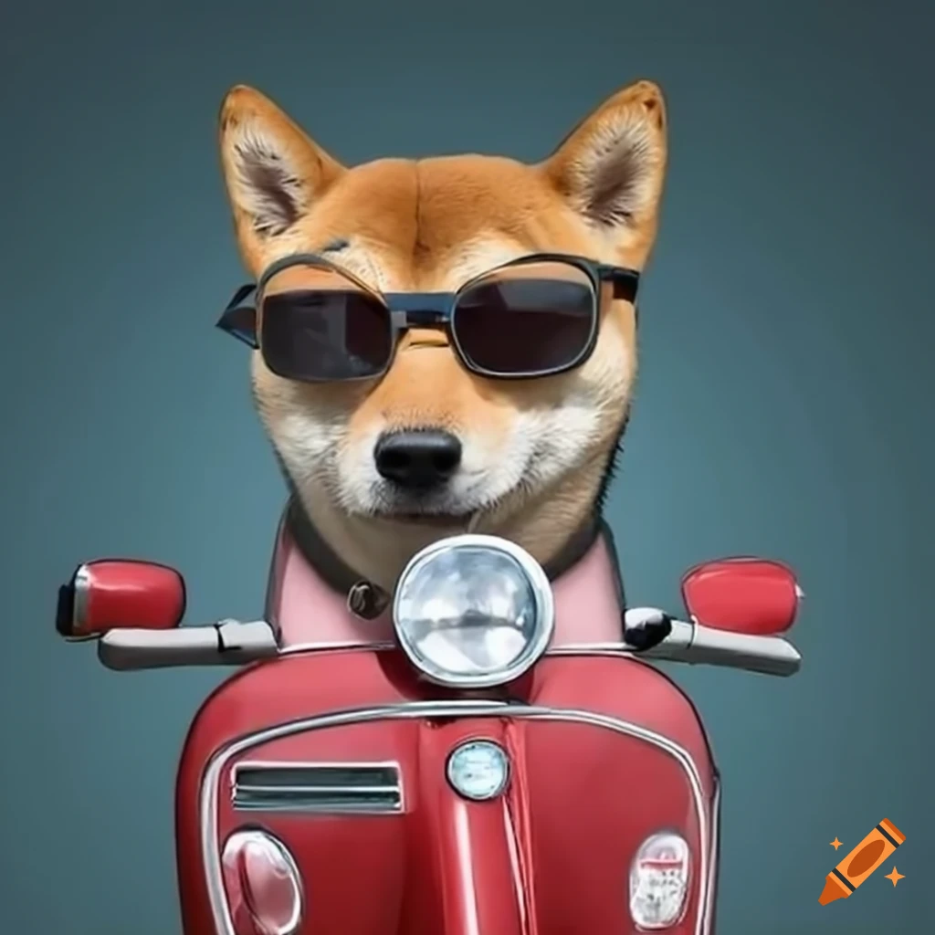 Black pomeranian dog in a helmet riding a motorcycle on Craiyon