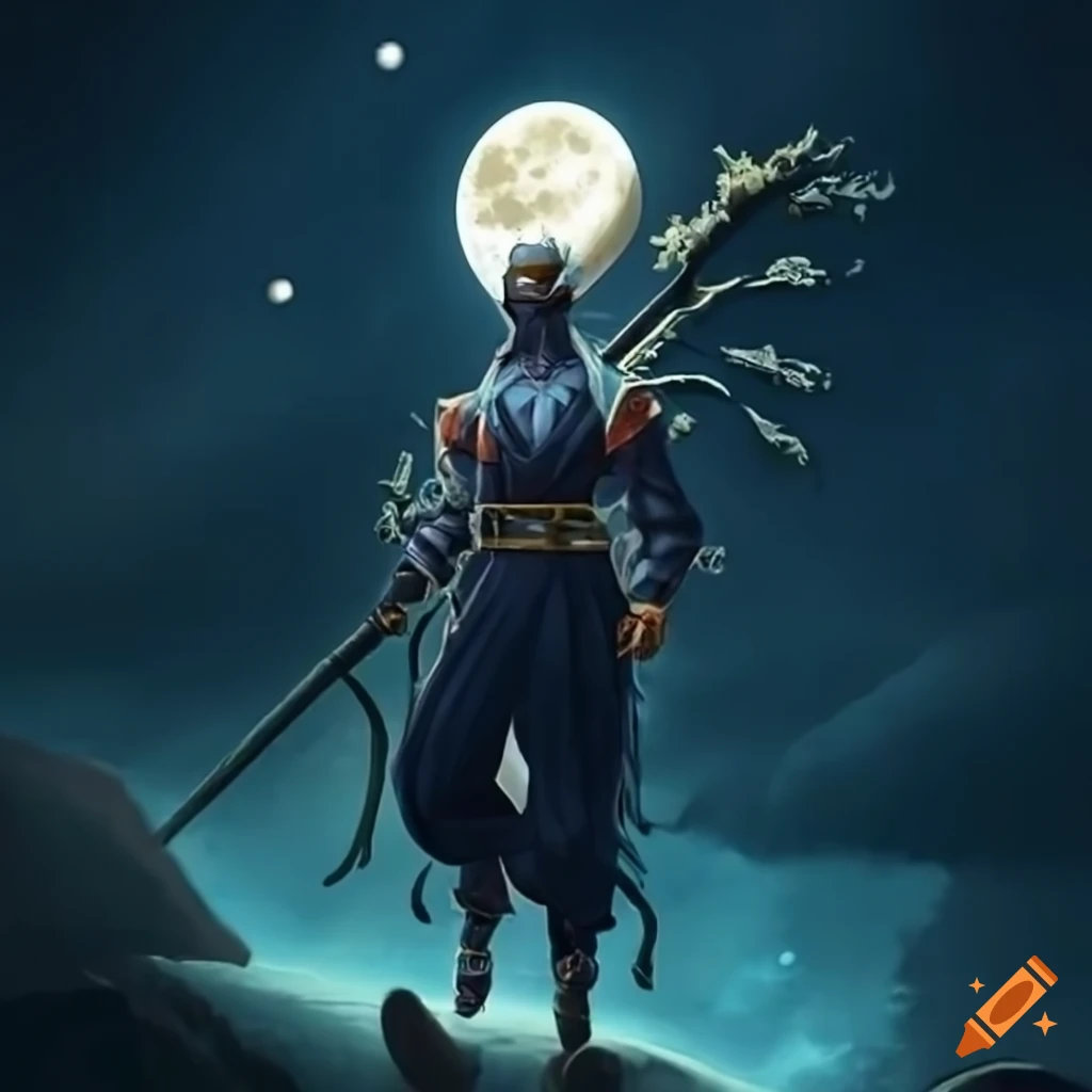 Illustration of a moon ninja on Craiyon