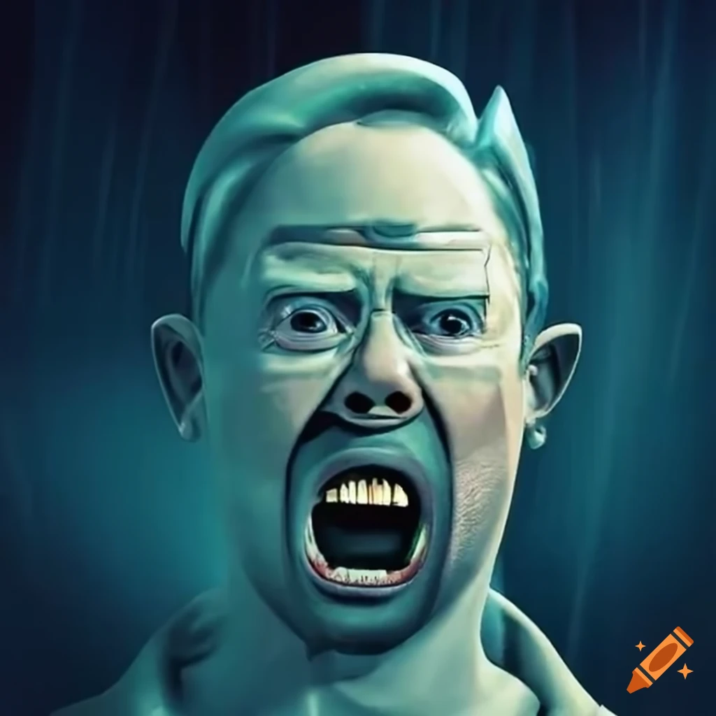 Retro surreal image of man-machine-animal hybrid on Craiyon