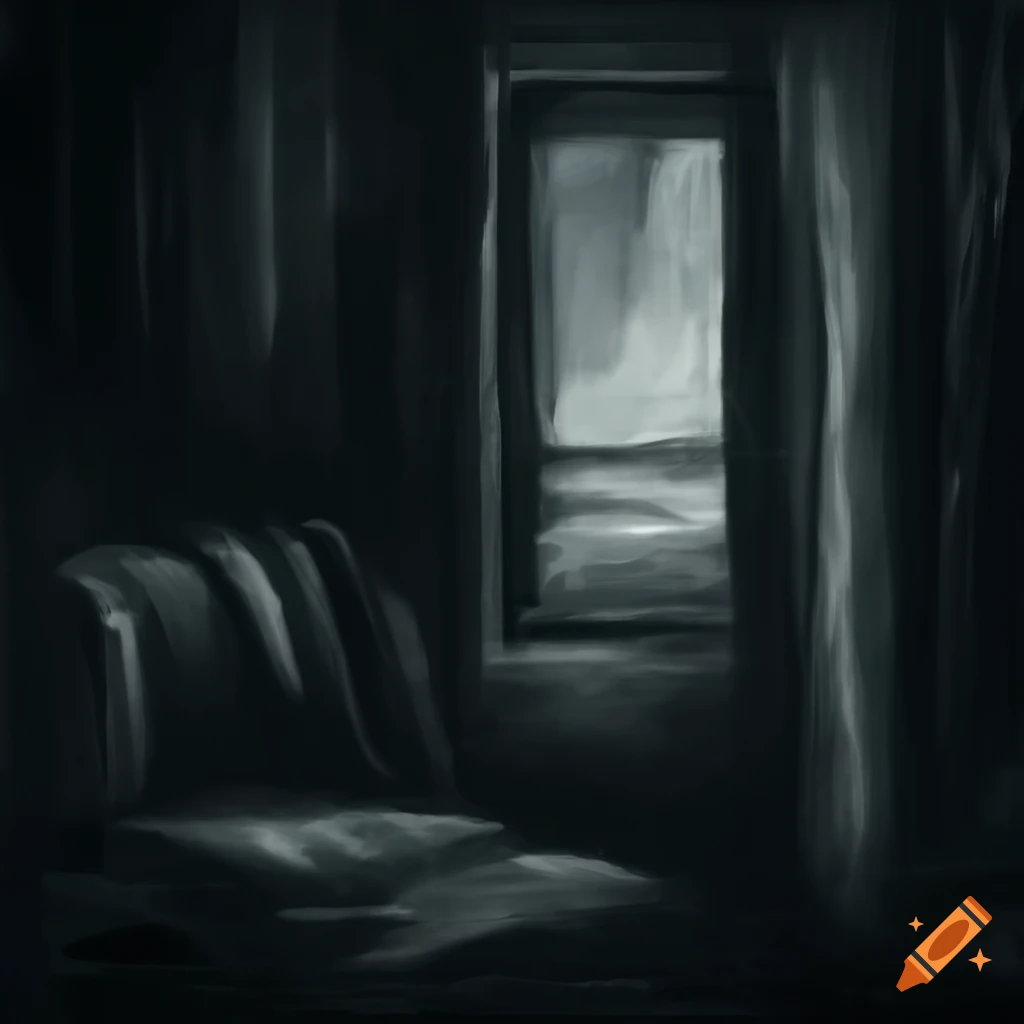 Moonlit room with waving curtains