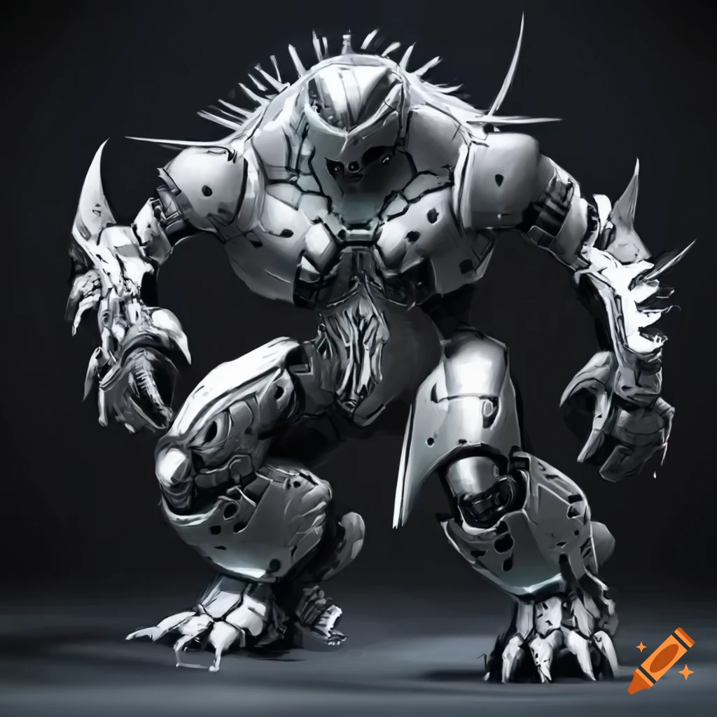 Black snapping turtle kaiju cyborg wearing futuristic armor and getter ...