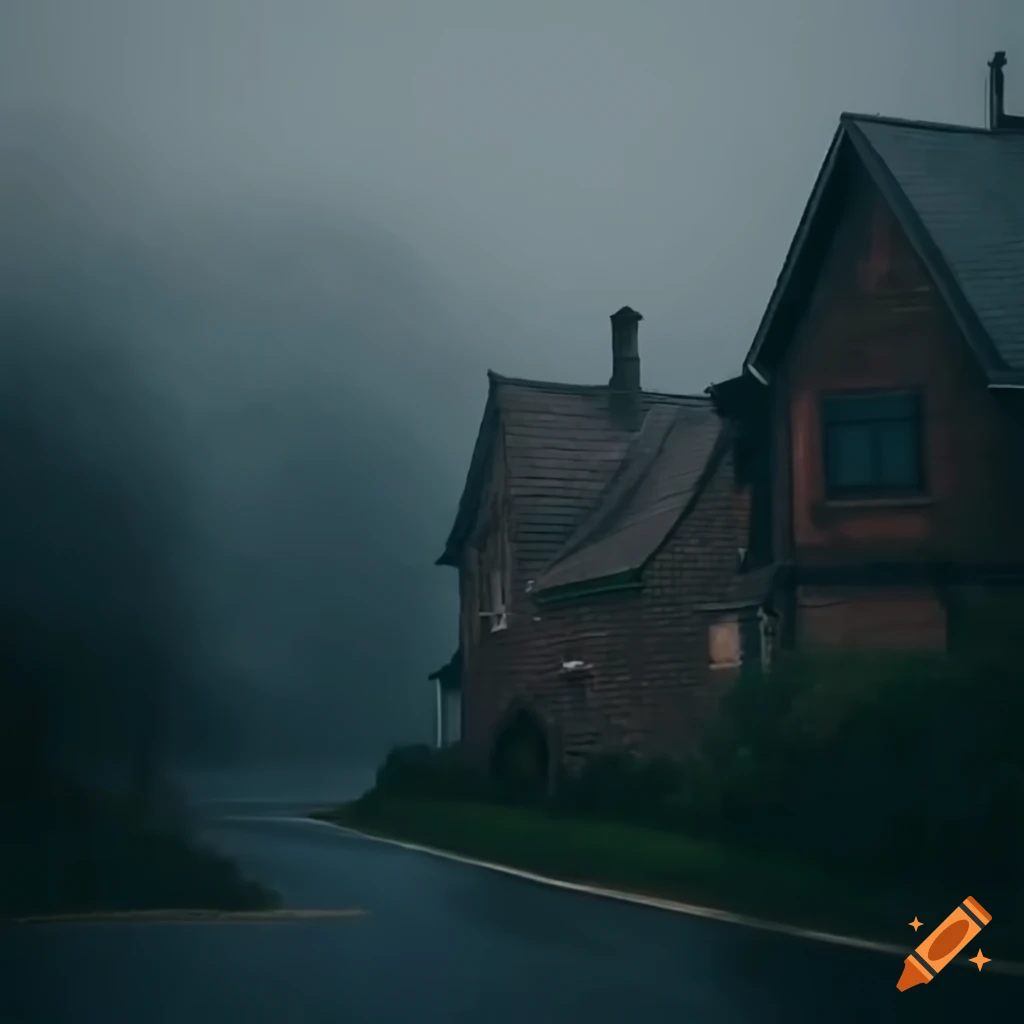Green haze outside a house in a suburban area on Craiyon