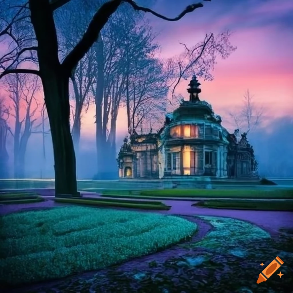 Beautiful view of a garden house with crystal windows