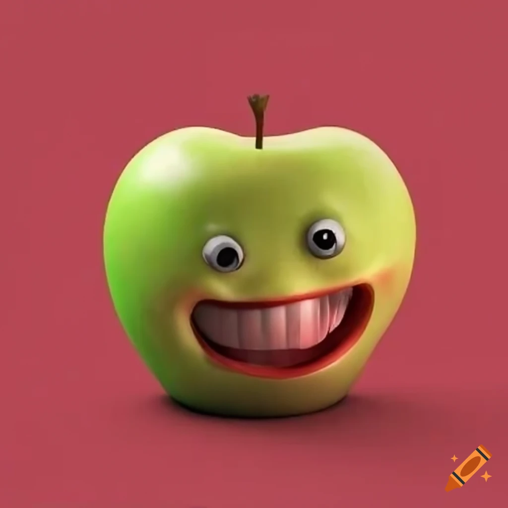 Cute apple with a smiley face on Craiyon