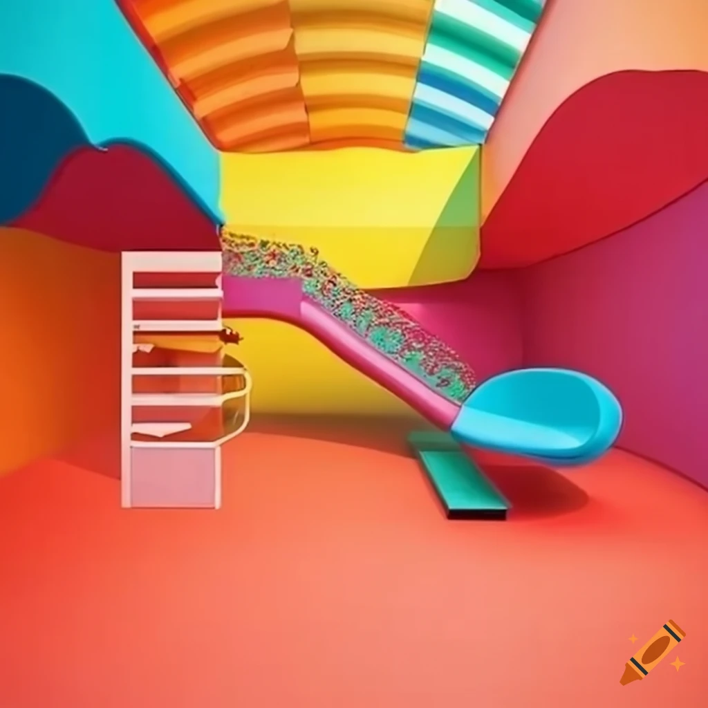 Colorful and surreal playground structures on Craiyon