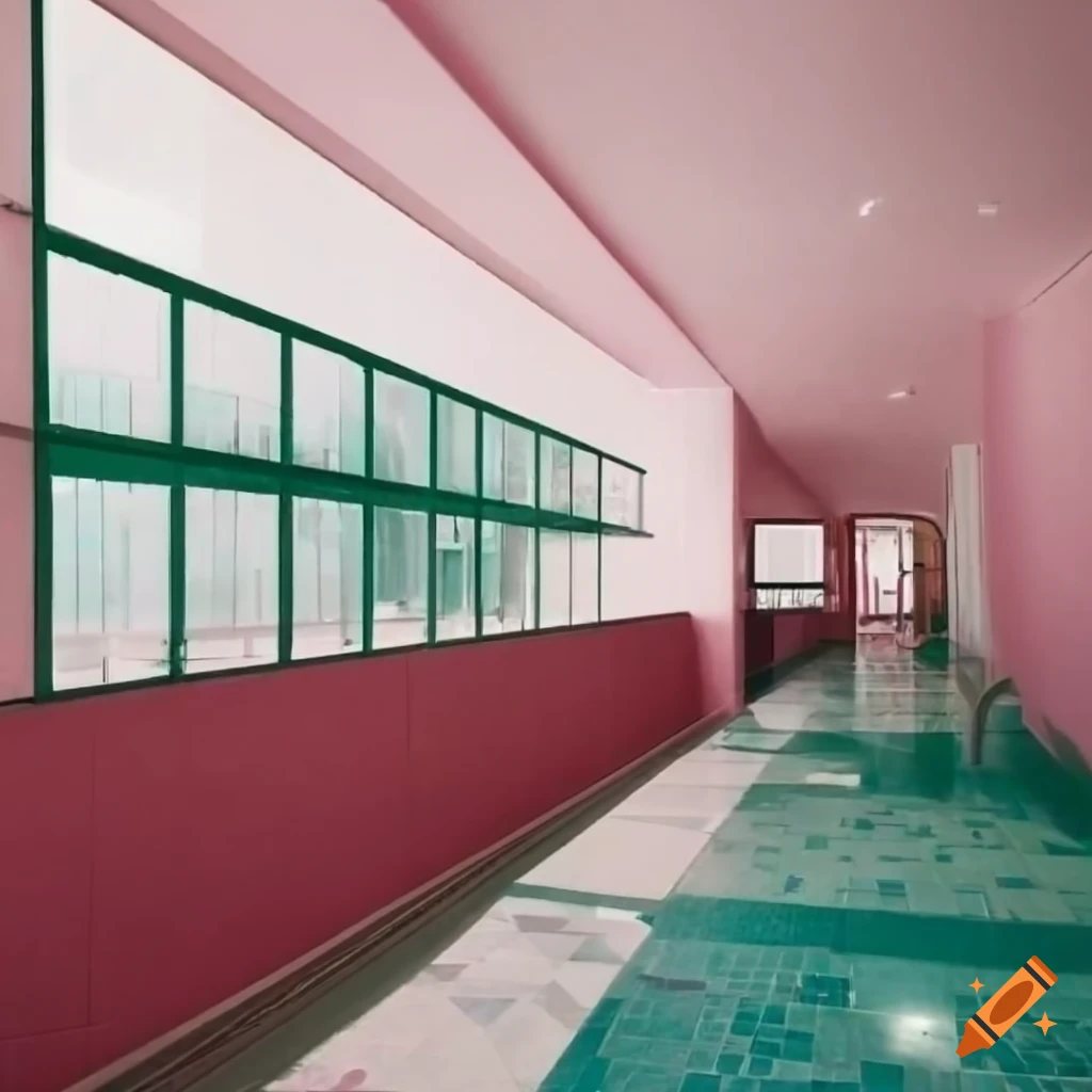 Pink aqua liminal tile pool on Craiyon