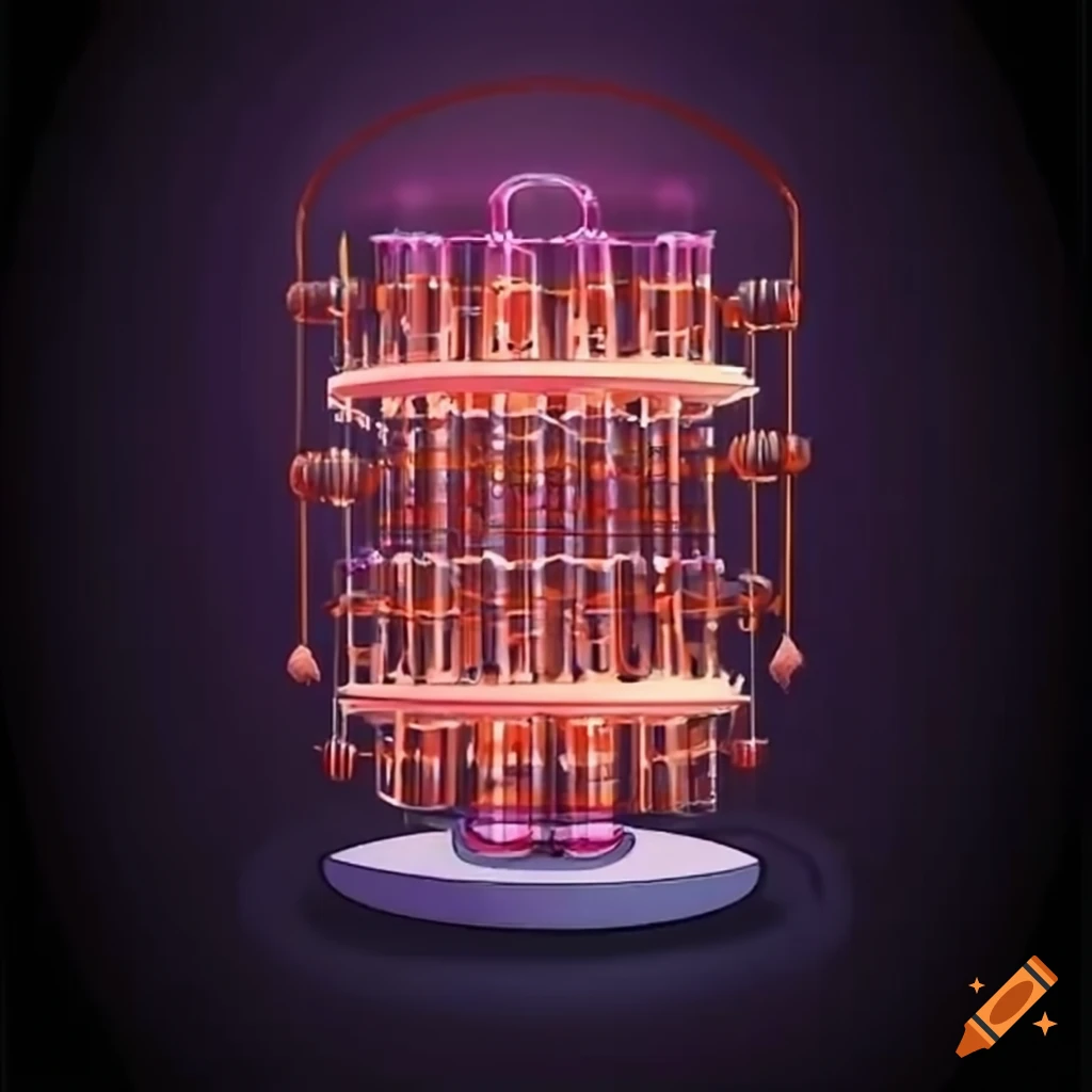 Quantum computer illustration for book cover in vertical a4 format on ...