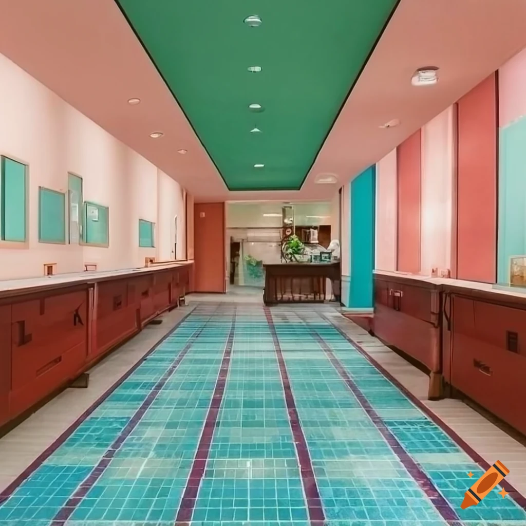 Pastel candy colored tiled interior with a mid century modern vibe on ...
