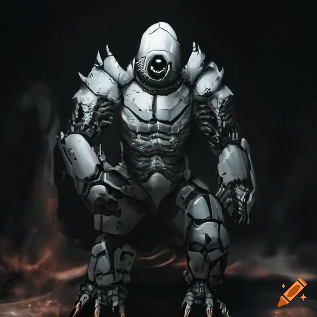 Image of a black snapping turtle kaiju cyborg in futuristic armor