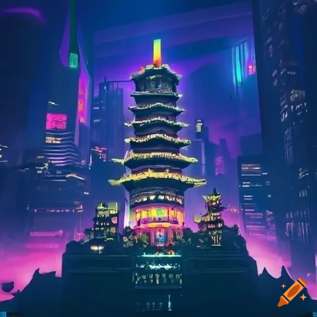 Vaporwave-inspired japanese building on Craiyon