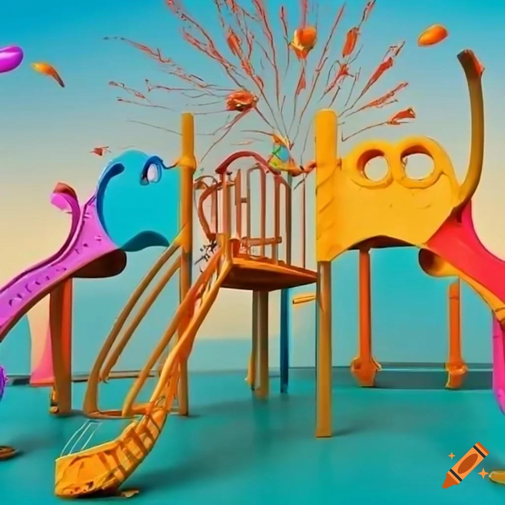 Surrealist funny playground in a public park on Craiyon