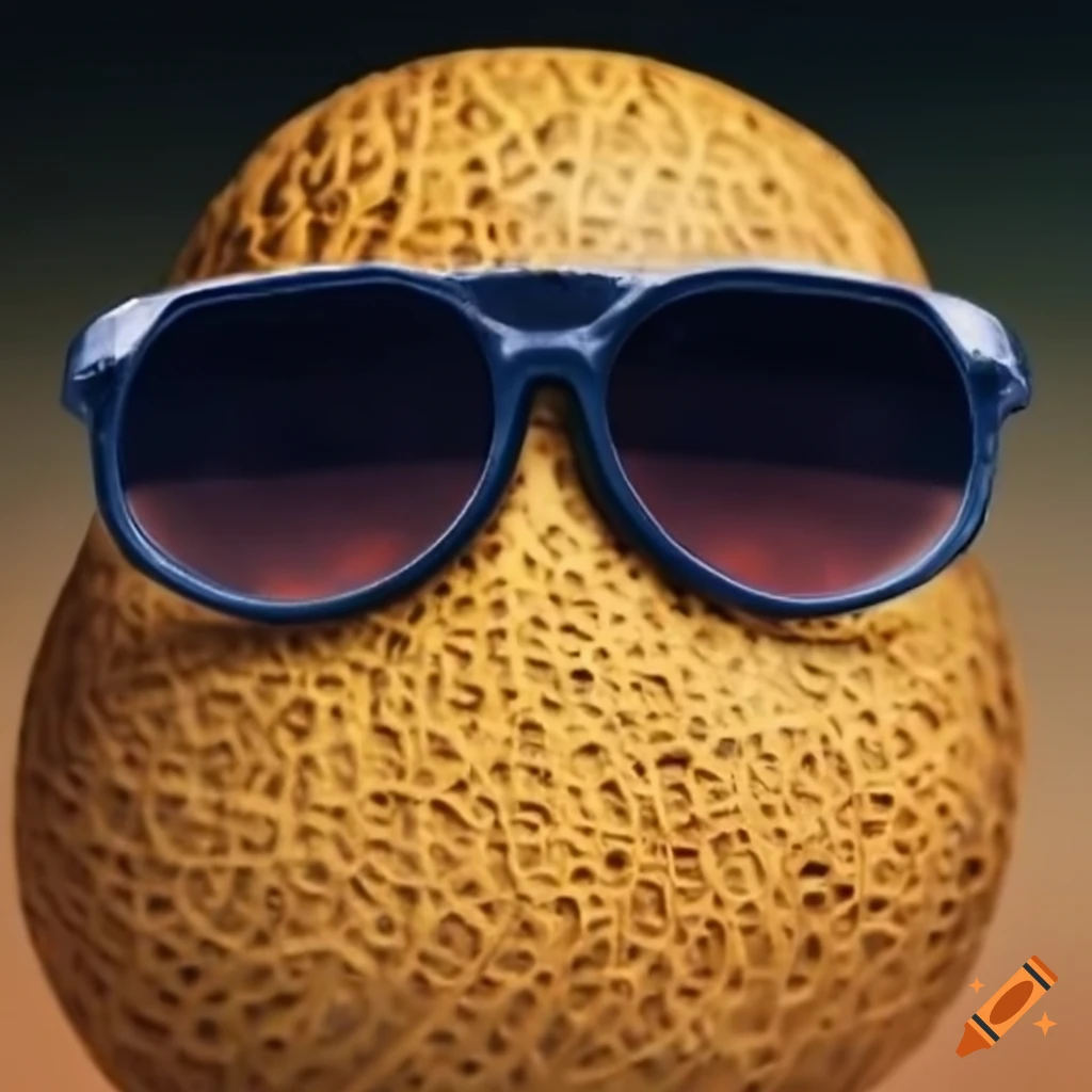 Creepy illustration of a Peanut with sunglasses on Craiyon