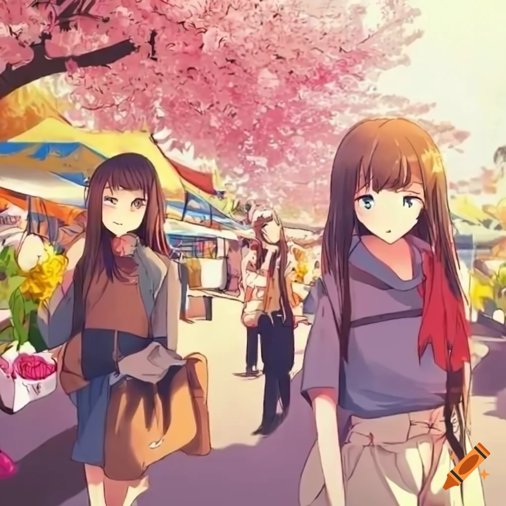 Anime girls studying together on a sunny day on Craiyon