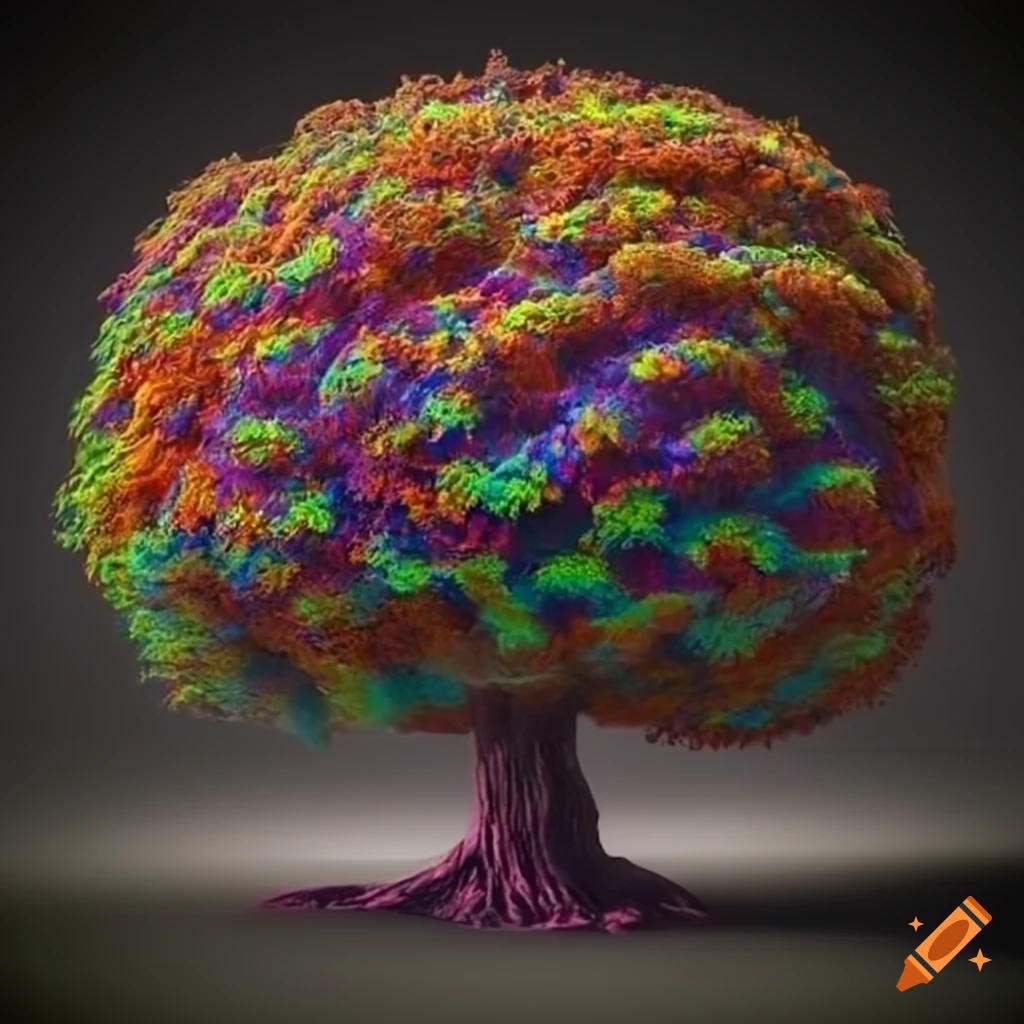 Realistic psychedelic tree artwork on Craiyon