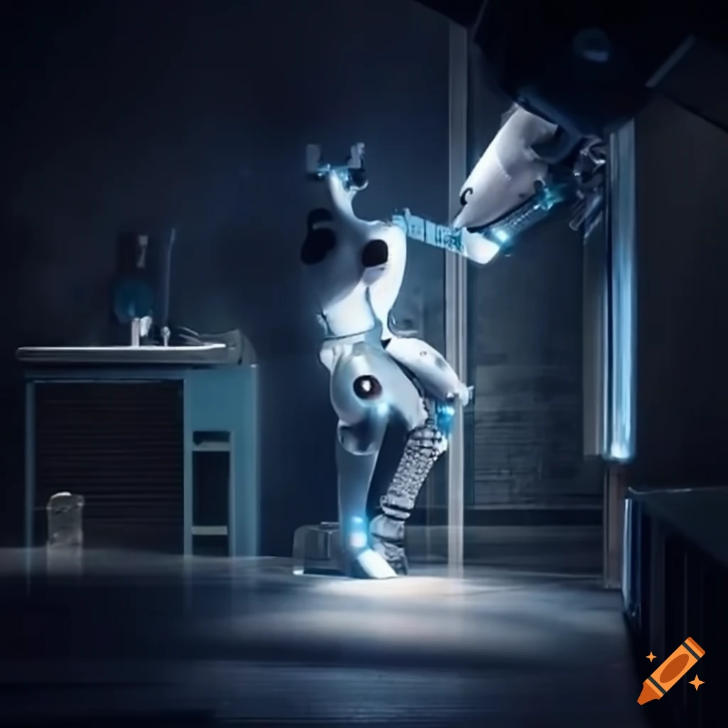 Robot arm performing tasks at home on Craiyon