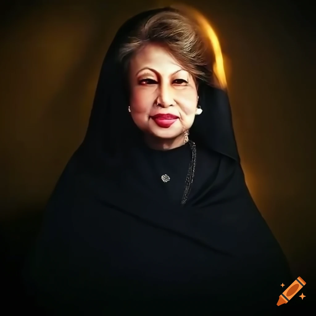 High definition portrait of khaleda zia in a black dress on Craiyon