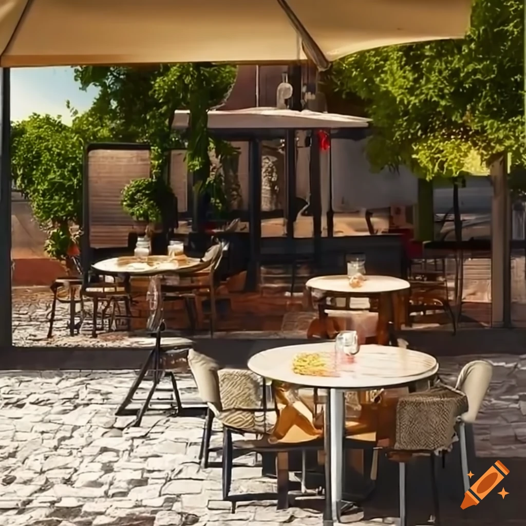 Terrace cafe in a mediterranean city on Craiyon