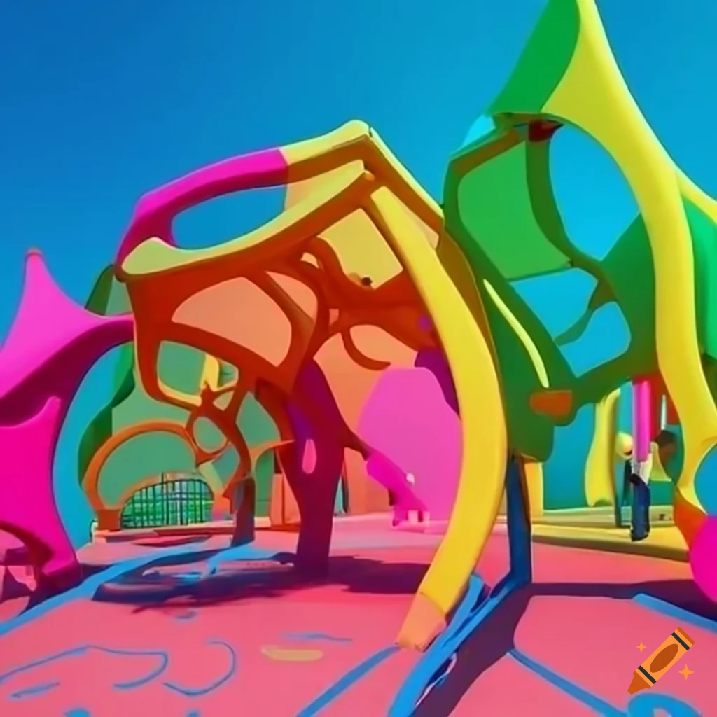 Surreal colorful playground for kids on Craiyon