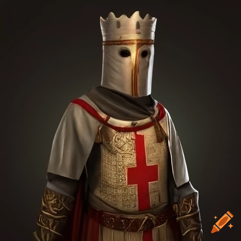 Illustration of a templar knight in heavy armor on Craiyon