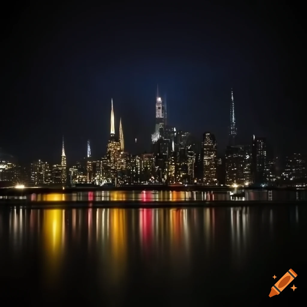 Realistic bird's eye view of a city at night on Craiyon