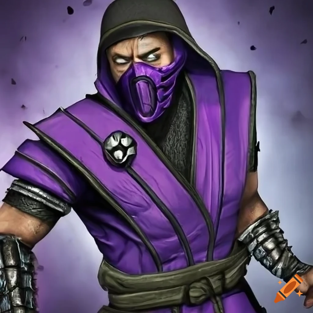 Image of an arab warrior with purple armor and sub-zero mask on Craiyon