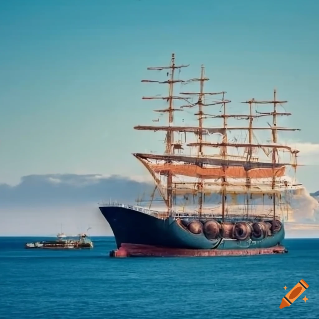 Ships at sea on a beautiful day on Craiyon