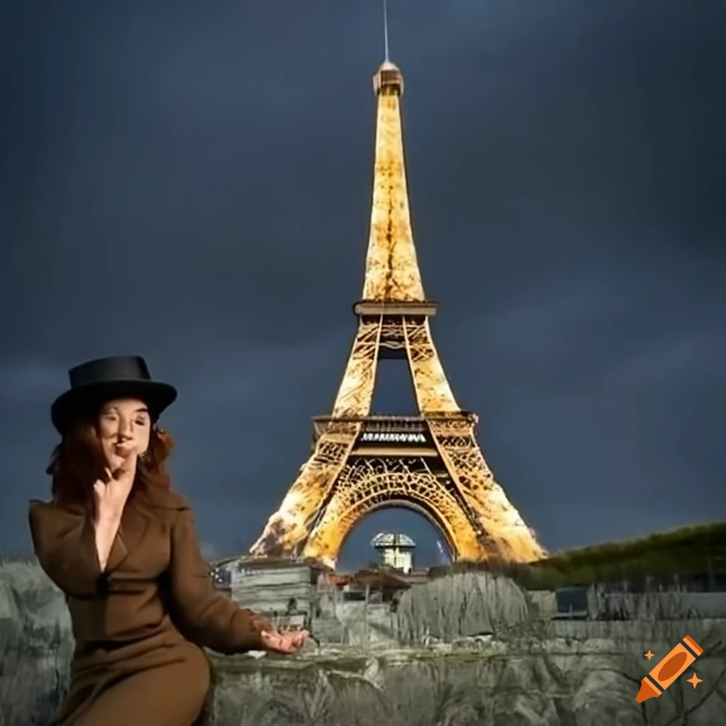 Eiffel tower with a top hat on Craiyon