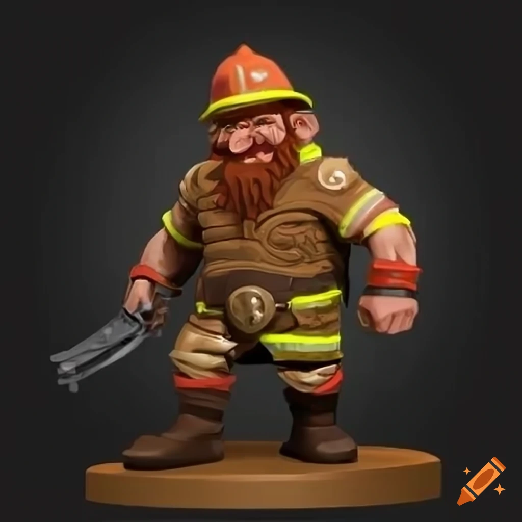 Image of a male dwarf firefighter on Craiyon