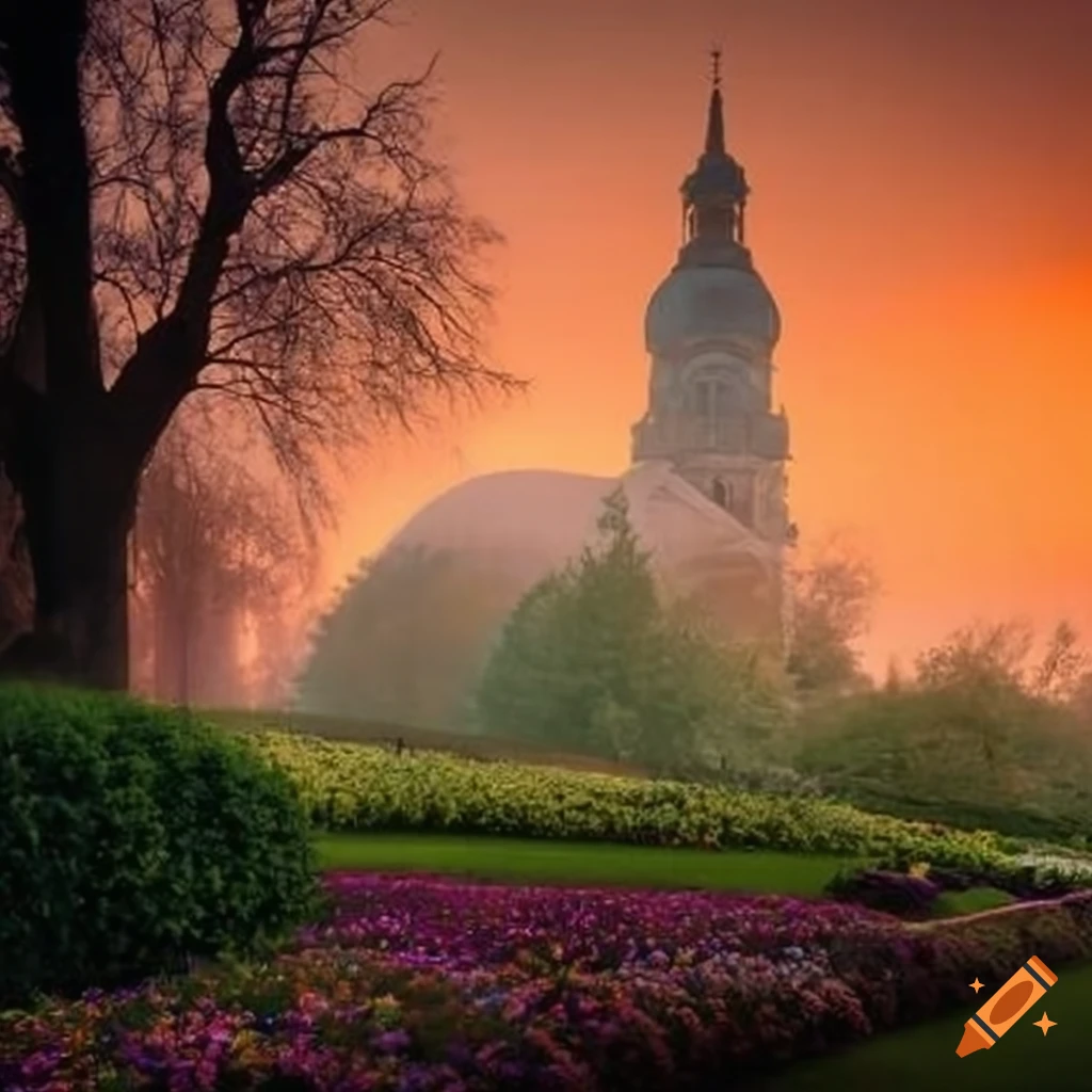 Garden house in dresden with cathedral window on Craiyon