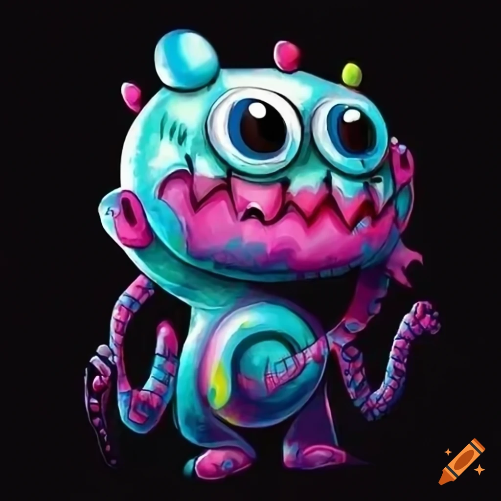 Cute anime monster with blue eyes on Craiyon