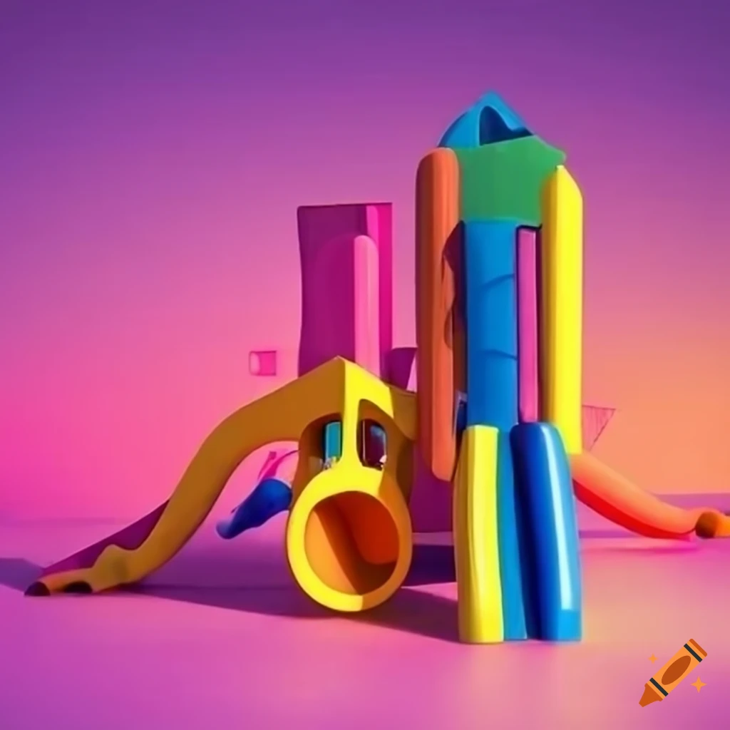 Surrealist playground with vibrant colors on Craiyon