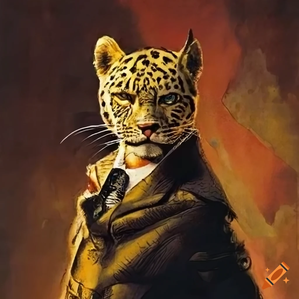 Painting of a leopard villain from Batman by Norman Rockwell on Craiyon