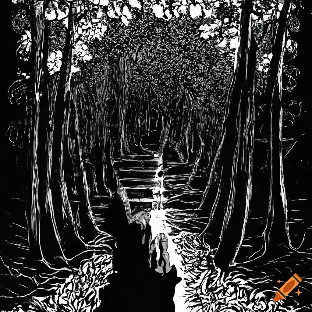 Lithograph of the Garden of EVEN in comic book style on Craiyon