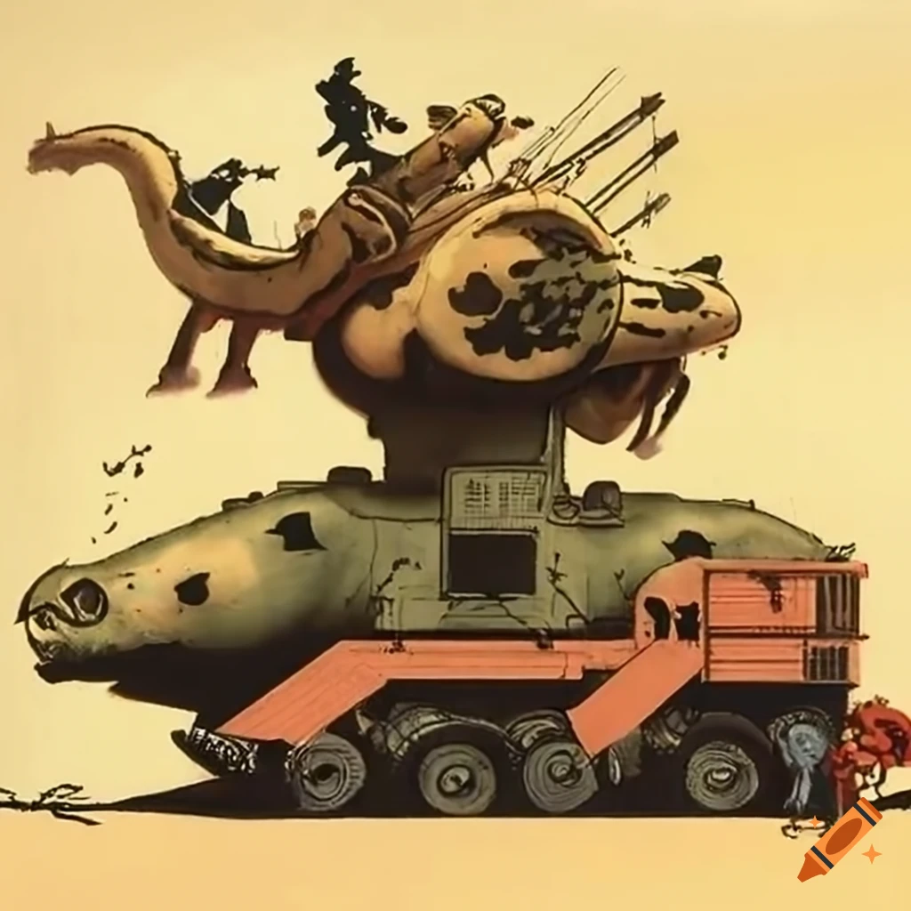 Illustration of a demolition vehicle with hydra shape on Craiyon