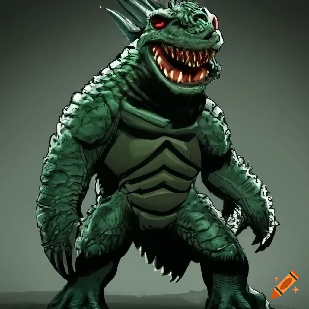 Image of a black snapping turtle kaiju on Craiyon