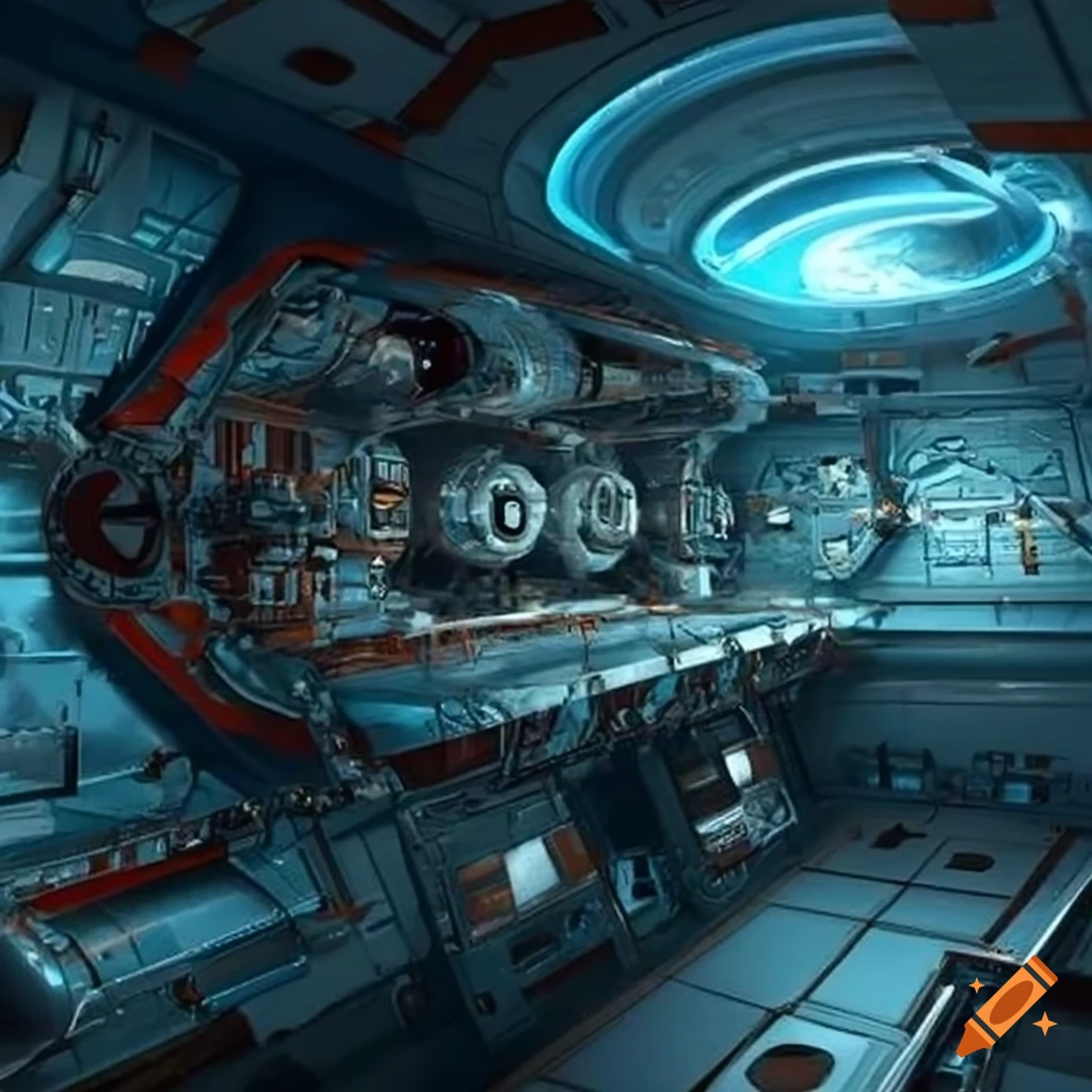 Engineering room inside a spaceship on Craiyon