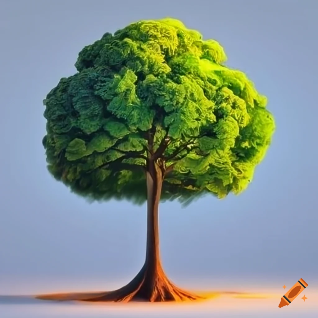 Minimalist oak tree artwork with geometric patterns on Craiyon