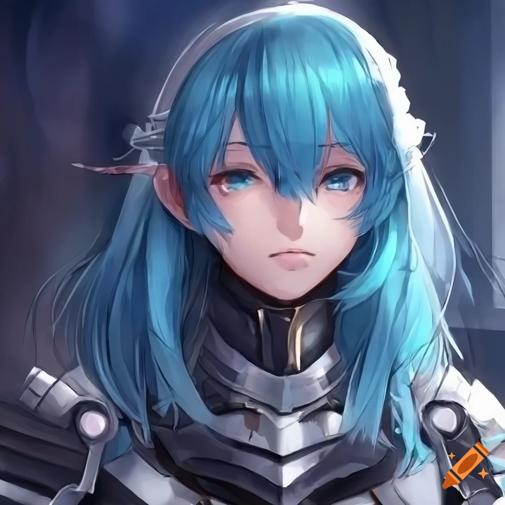 Anime-style portrait of a girl in armor on Craiyon