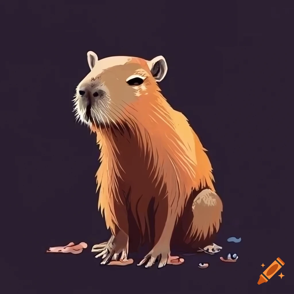 Pixel art illustration of a capybara on Craiyon