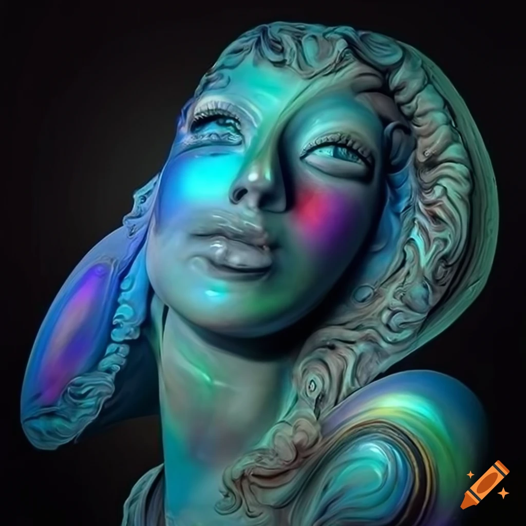 Intricate marble sculpture with vibrant colors