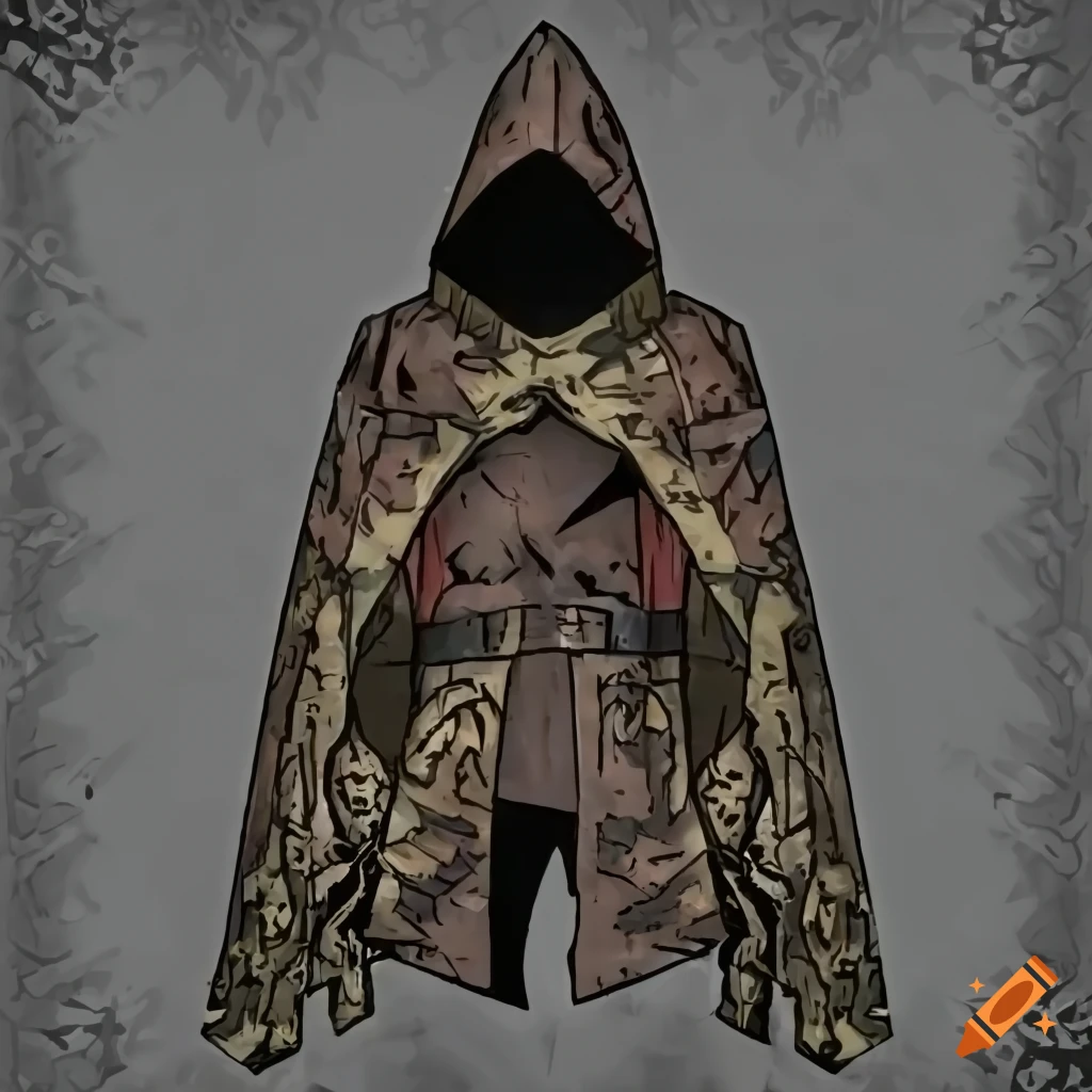 Ornate camouflage stealth cloak on Craiyon